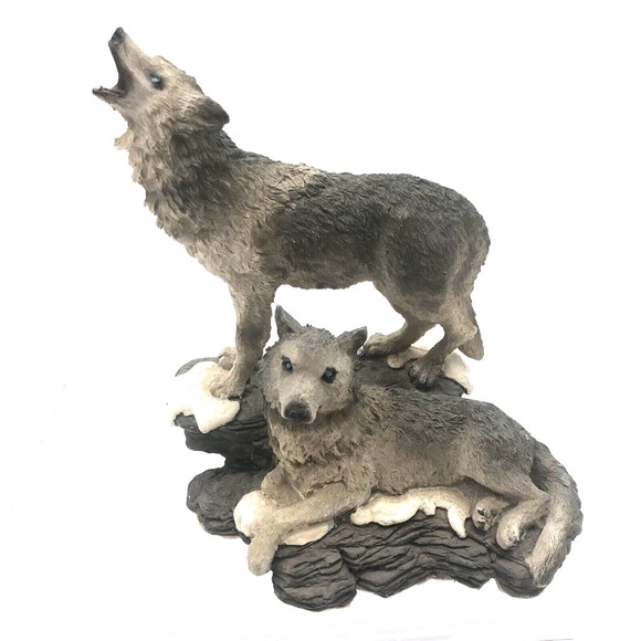 Unbranded | Art | Wolves Stone Sculpture Figurine Wolf Howling Lying ...